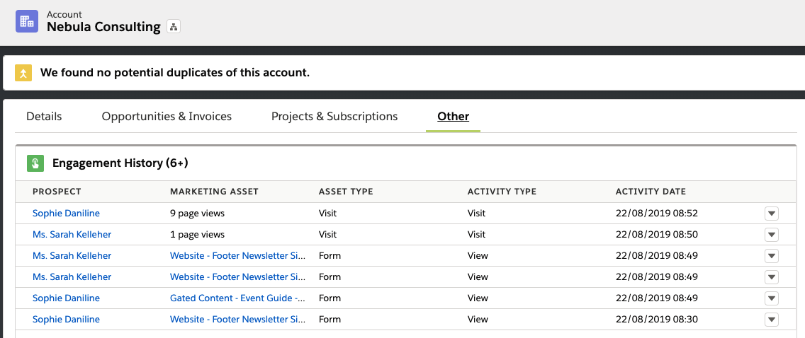 Report on Pardot Marketing Assets in Salesforce With Engagement History ...