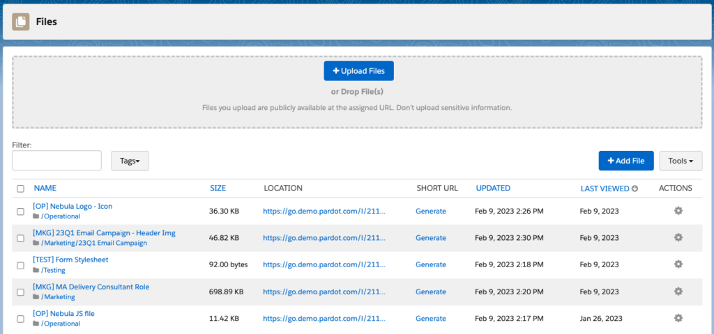 Files in Account Engagement (Pardot) - Pardot School / Marketing Cloud ...